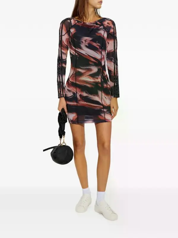 Adidas Abstract Print Long Sleeve Mini Dress