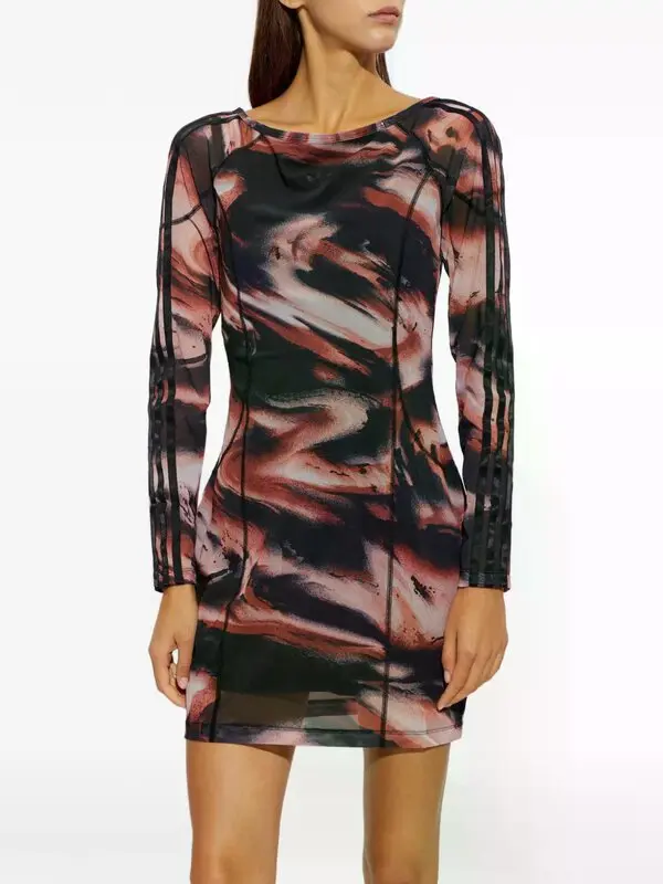 Adidas Abstract Print Long Sleeve Mini Dress