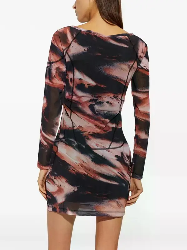 Adidas Abstract Print Long Sleeve Mini Dress