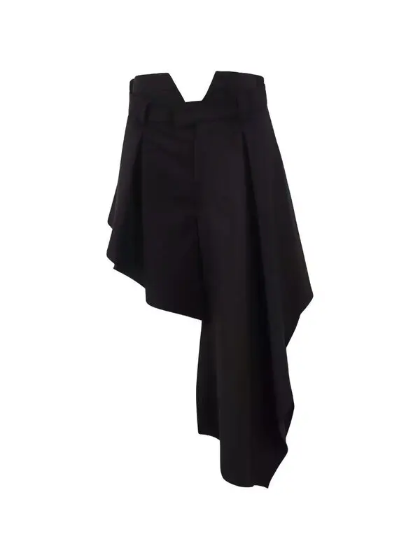SSHEENA Gate Asymmetric Draped Shorts - Black