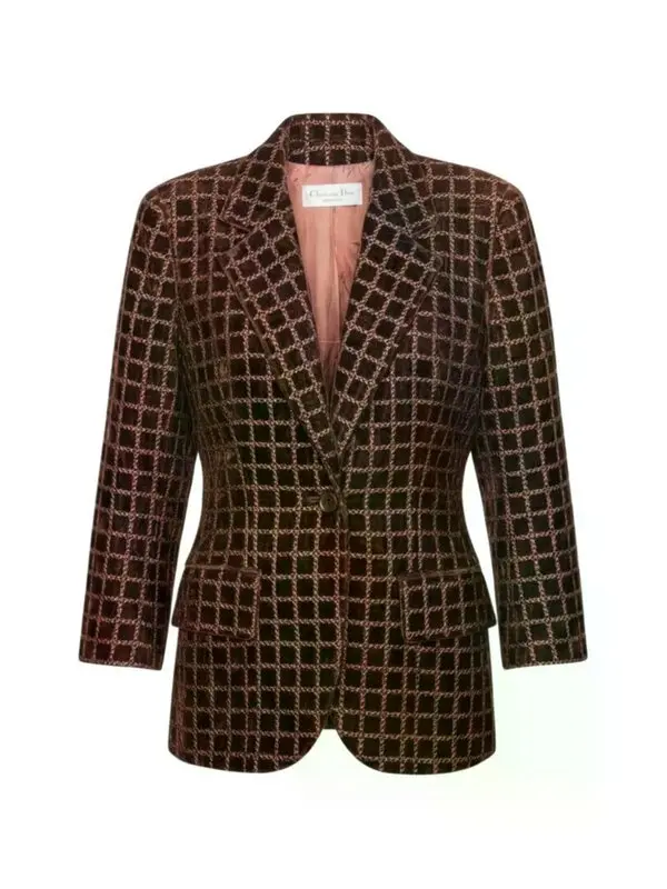 Dior 1992-1993 Check-pattern Blazer - Brown