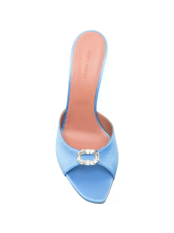 Amina Muaddi Mini Camelia Crystal-embellished Mules - Blue