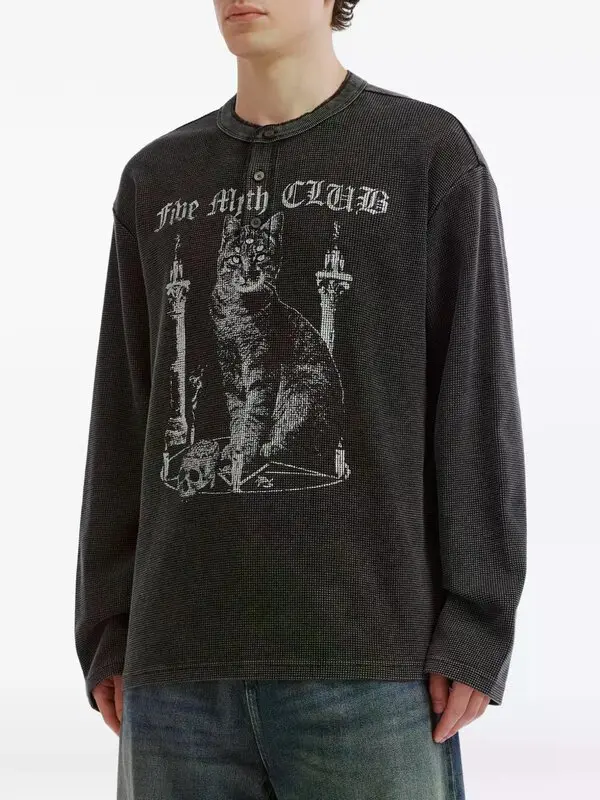 FIVE CM Graphic-print Waffle-knit T-shirt