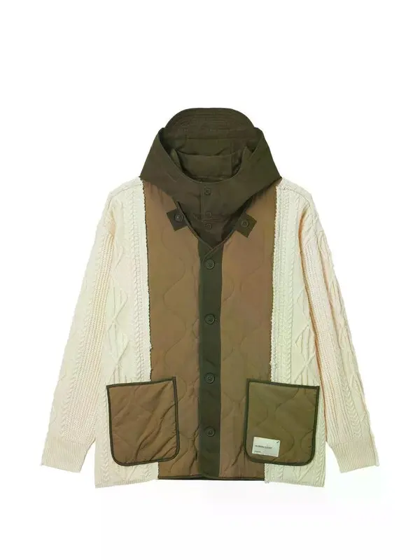 FIVE CM Quilted Cable-knit Hooded Jacket