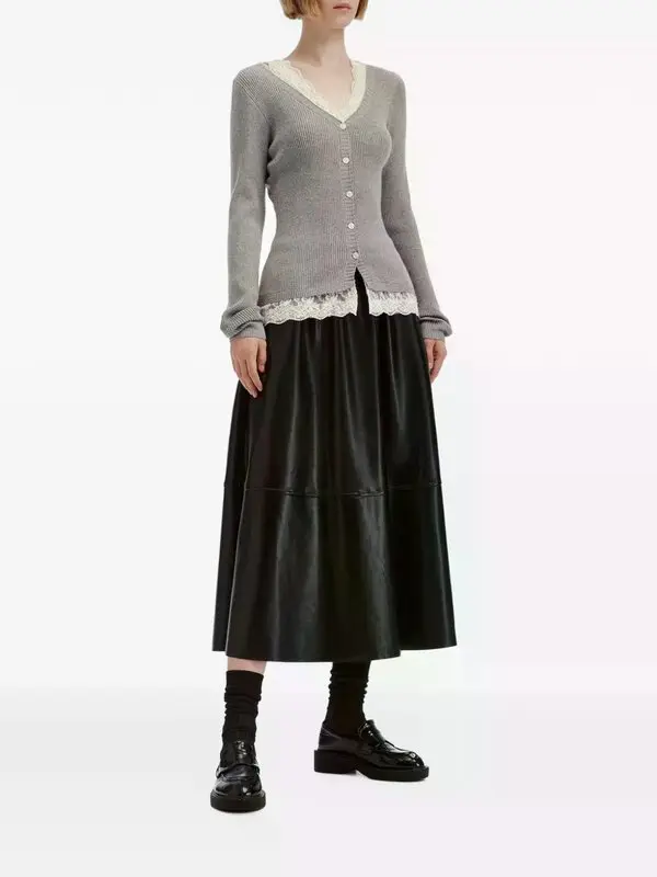 B+AB Ribbed Lace-trimmed Cardigan