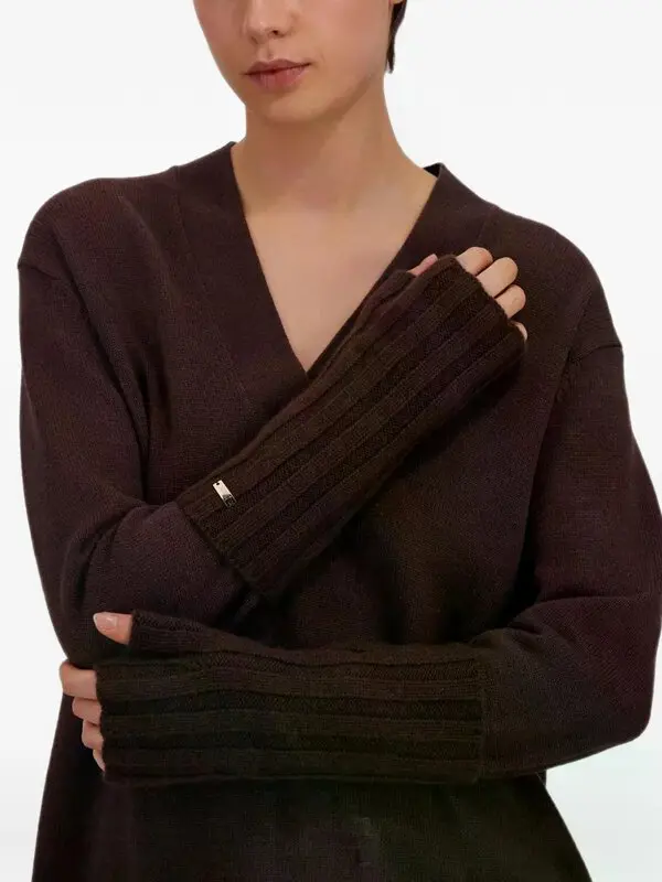 Herno Fingerless Ribbed-knit Gloves