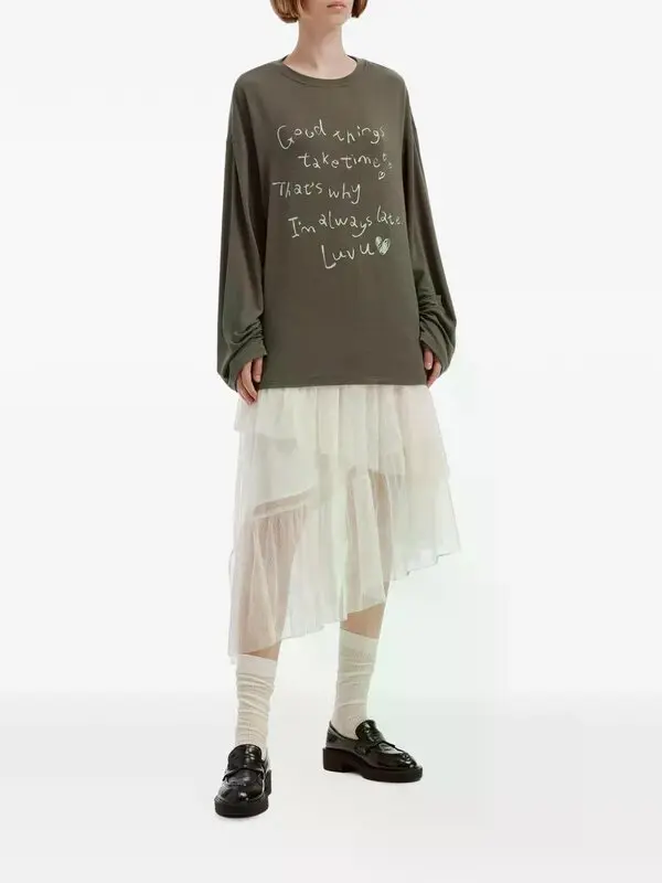 TOUT A COUP Slogan-print Long-sleeve T-shirt