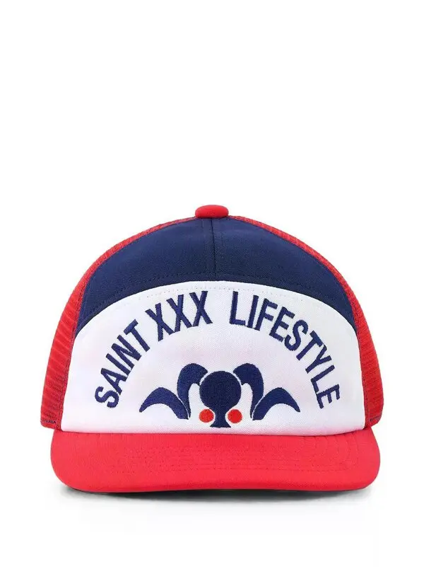 SAINT MXXXXXX Life Style Logo-embroidered Mesh Cap - Red