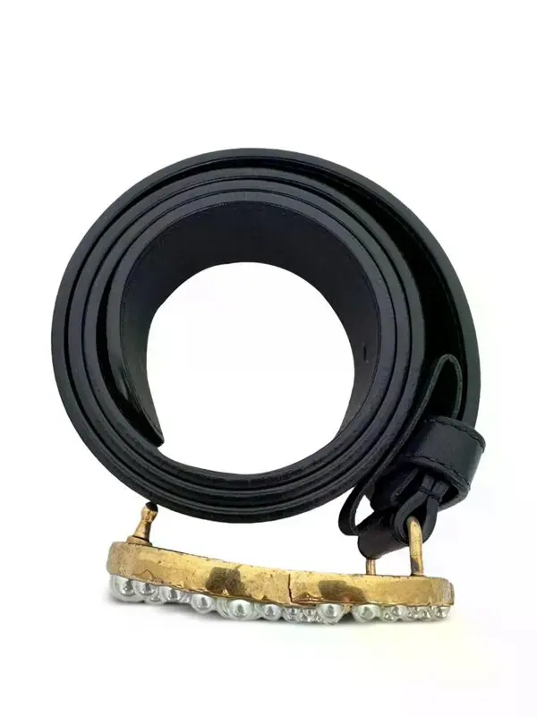 Gucci Faux-pearl Embellished Gg Marmont Belt