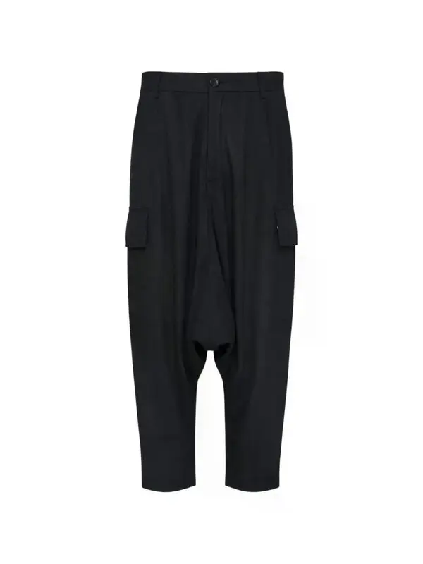 Comme Des Garçons Pinstripe-pattern Drop-crotch Cargo Pants