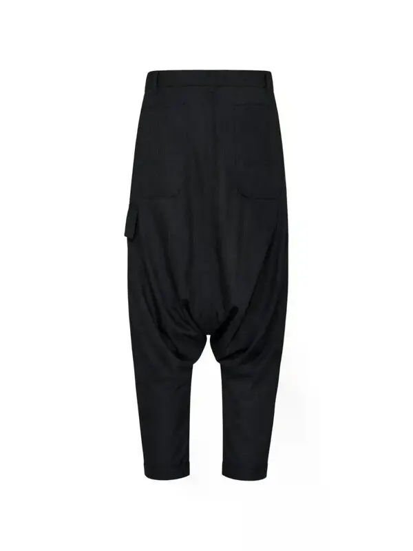 Comme Des Garçons Pinstripe-pattern Drop-crotch Cargo Pants