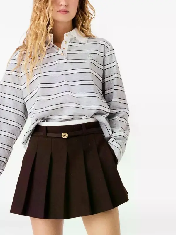 Maje Long-sleeve Striped Polo Shirt - Black