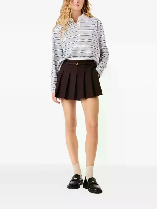 Maje Long-sleeve Striped Polo Shirt - Grey