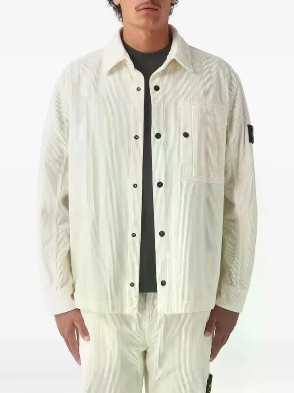 Stone Island Logo-patch Corduroy Shirt - Neutrals