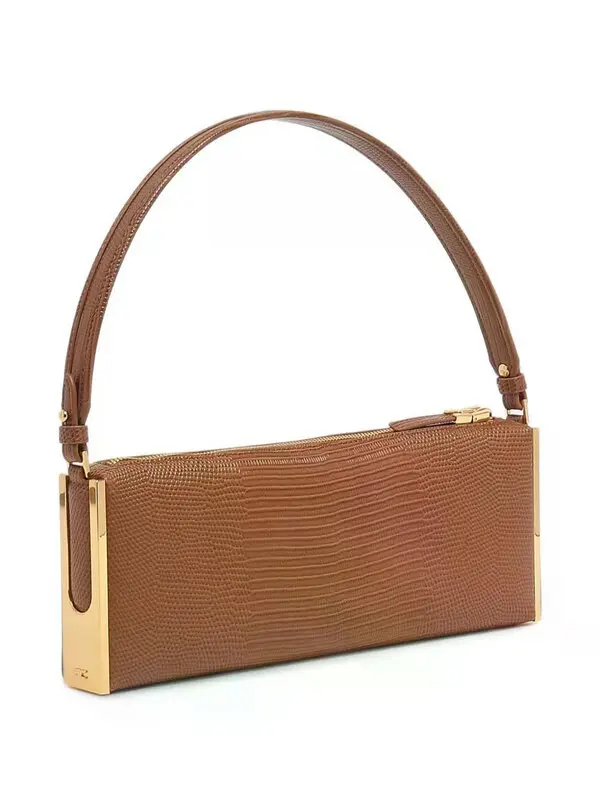 Elisabetta Franchi Lizard-effect Clutch Bag With Metal Trim