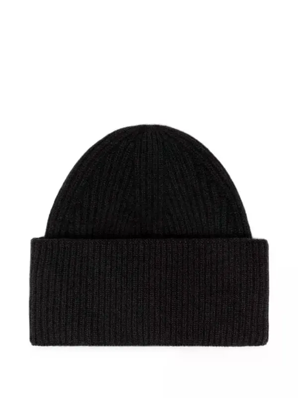 LANEUS Ribbed Knit Beanie Hat - Black