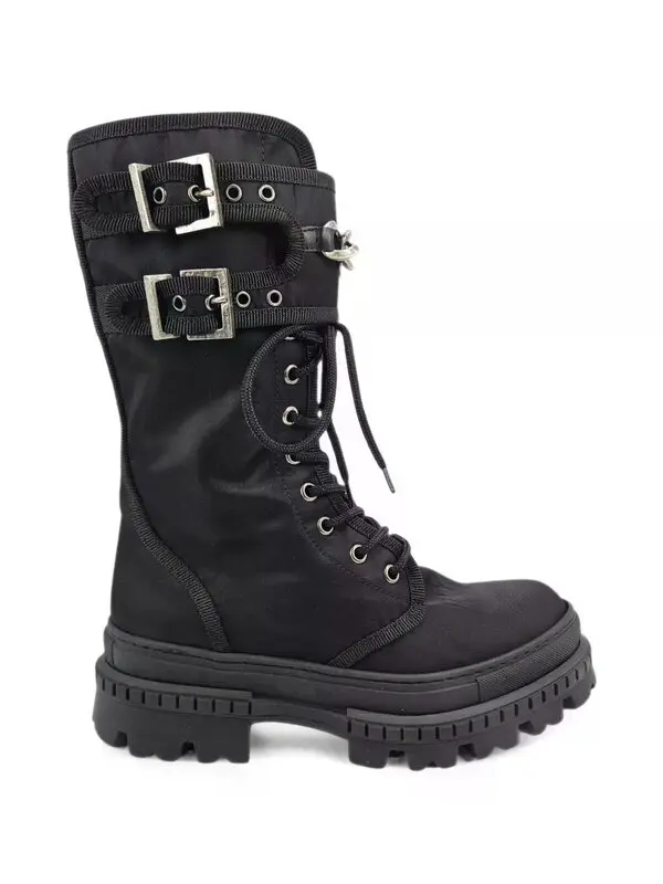 MADISON MAISON Chain-detail Buckled Combat Boots - Black