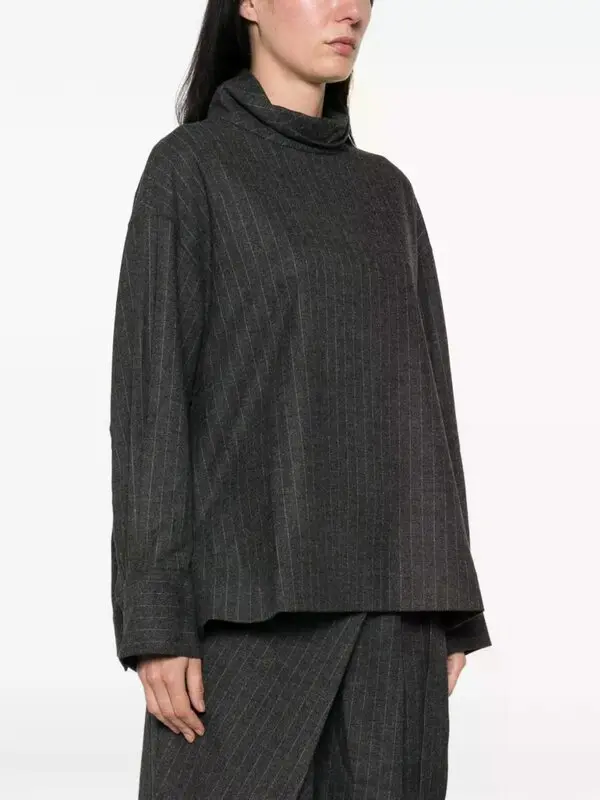 LA PISCINE Pinstripe-pattern High-neck Blouse