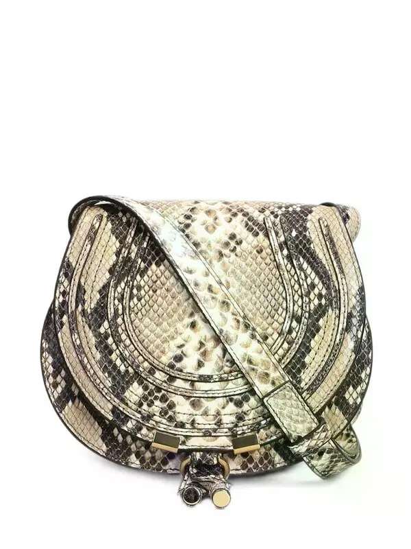 Chloé Marcie Python-print Shoulder Bag - Neutrals