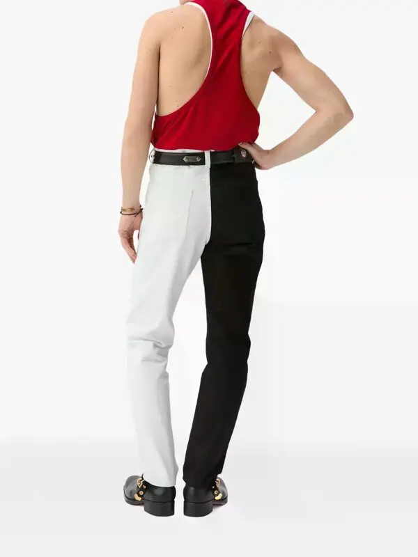 Versace Colour-block Straight Leg Jeans With Greca Embroidery