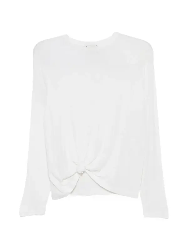 ALYSI Knot Detail Long Sleeve T-shirt - White