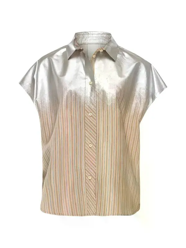 8PM Patina Metallic-effect Striped Shirt - Neutrals