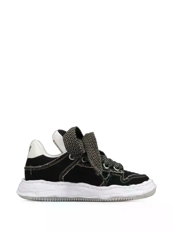 Mihara Yasuhiro Wayne Puffer Og Sole Patterned Lace Canvas Low-top Sneakers - Black