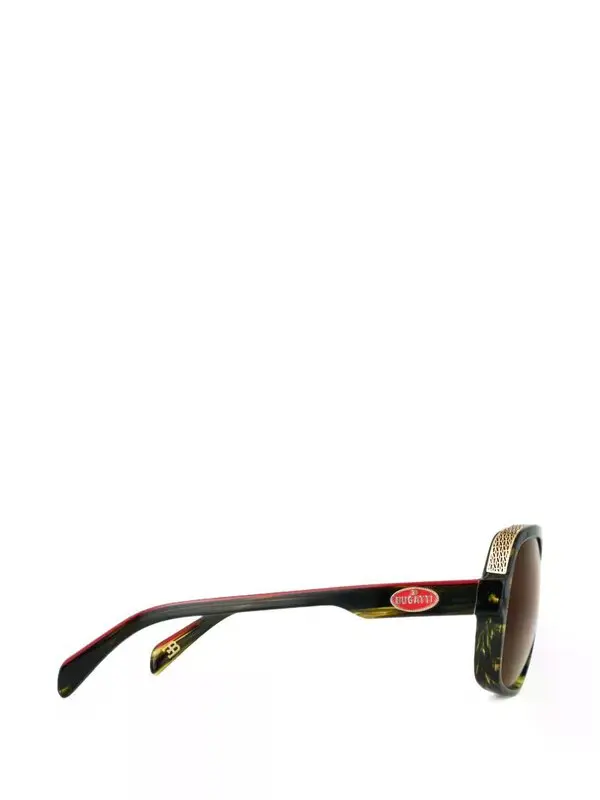 BUGATTI Tortoiseshell-effect Pilot-frame Sunglasses