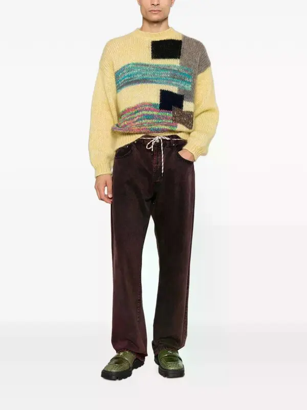 MAGLIANO Intarsia Knit Crew Neck Sweater - Yellow