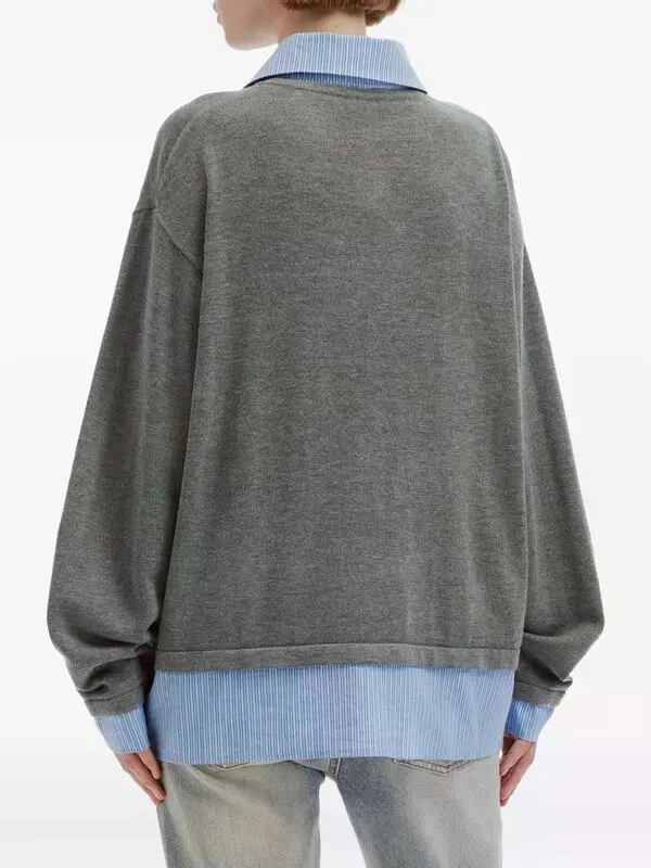 B+AB Layered Striped-trim Cardigan