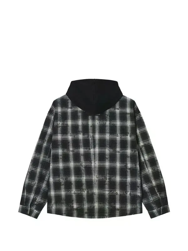 FIVE CM Check Hooded Jacket - Black