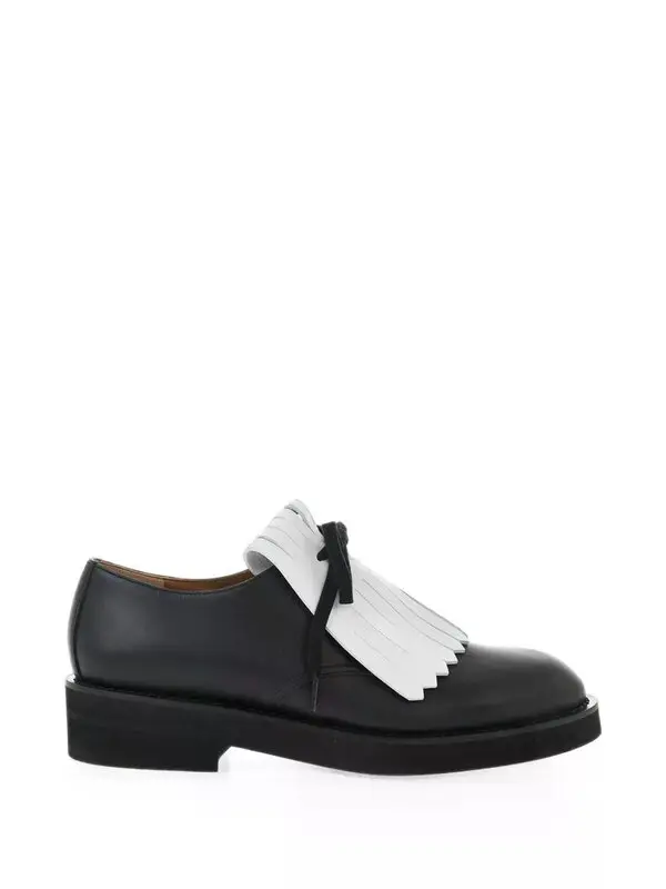 Marni Fringe-detail Leather Derby Shoes - Black