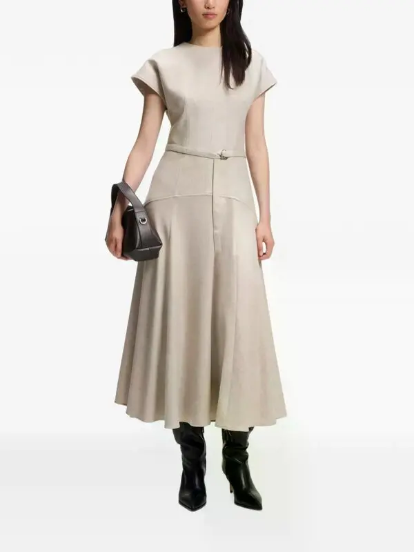 BOSS Melange Flannel Belted Maxi Dress