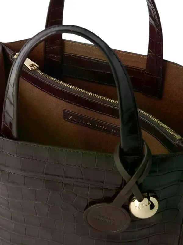 Furla Divide It Tote S Crocodile-effect Leather Bag - Brown