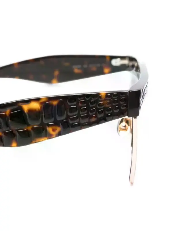 Alaïa Crocodile-effect Tortoiseshell-shell Geometric-frame Sunglasses