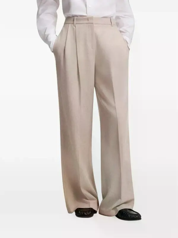 BOSS Wide-leg Pleated Flannel Trousers