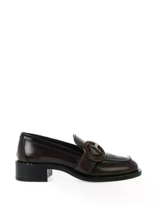 Prada Buckle-detail Leather Loafers - Brown