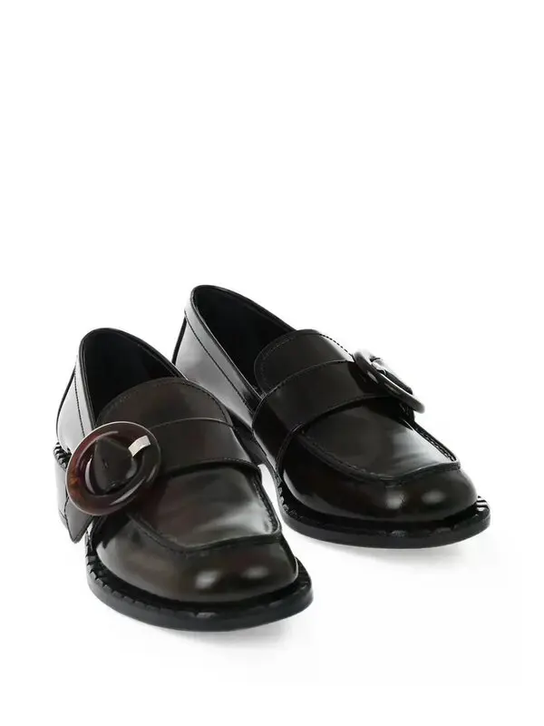 Prada Buckle-detail Leather Loafers