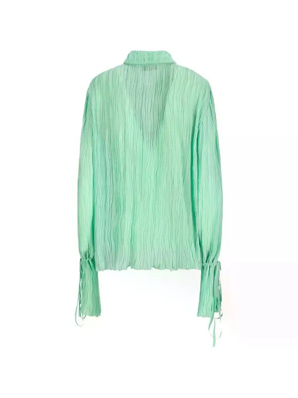 Blumarine Plissé Lace-trimmed Shirt - Green