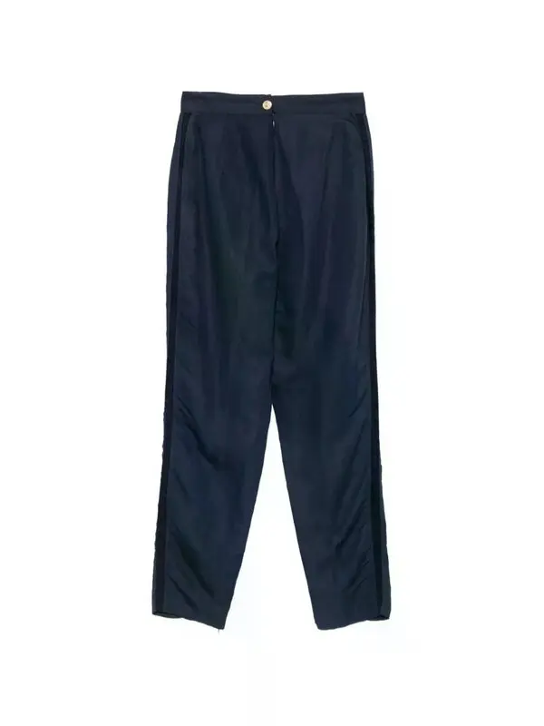 Versace 1980s Lace-trim Trousers - Blue
