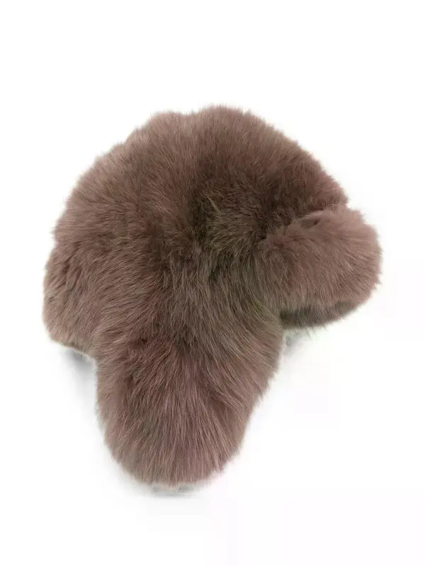 LISKA Fur Trim Ear Flap Hat - Brown