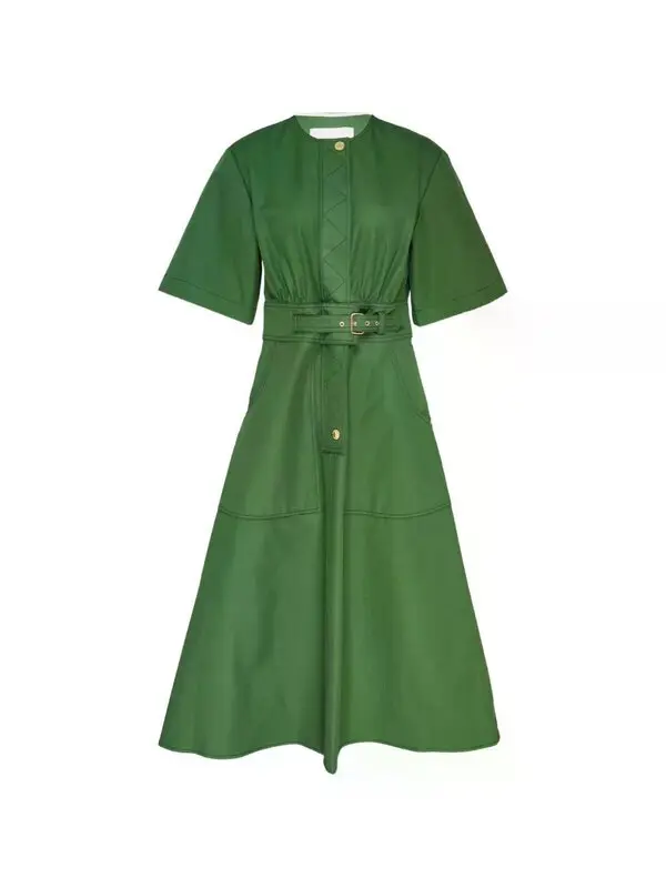 Carolina Herrera Belted Short-sleeve Midi Dress - Green