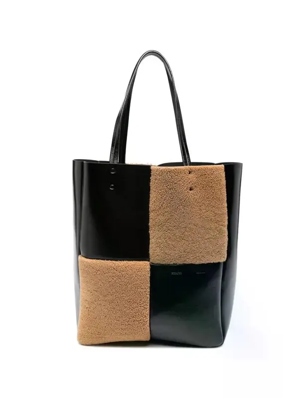 Khaite Patchwork Shearling-panel Tote Bag - Black