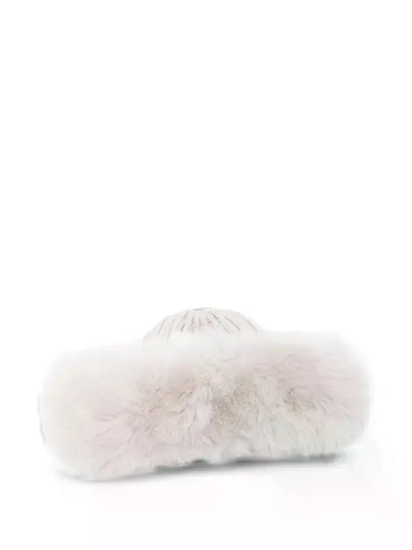 LISKA Fur Trimmed Beanie Hat - Grey