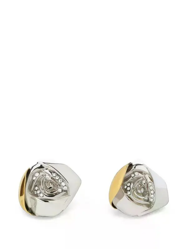 Givenchy Flower Crystal-embellished Clip-on Earrings - Silver