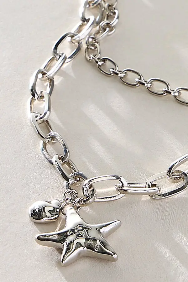 Free People Tilda Layered Chain Necklace With Star Charm - Silver