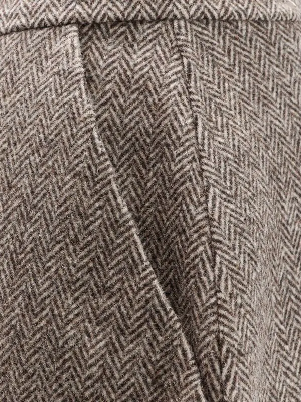 PHILIPPA 1970 Wool Blend Herringbone Flared Skirt