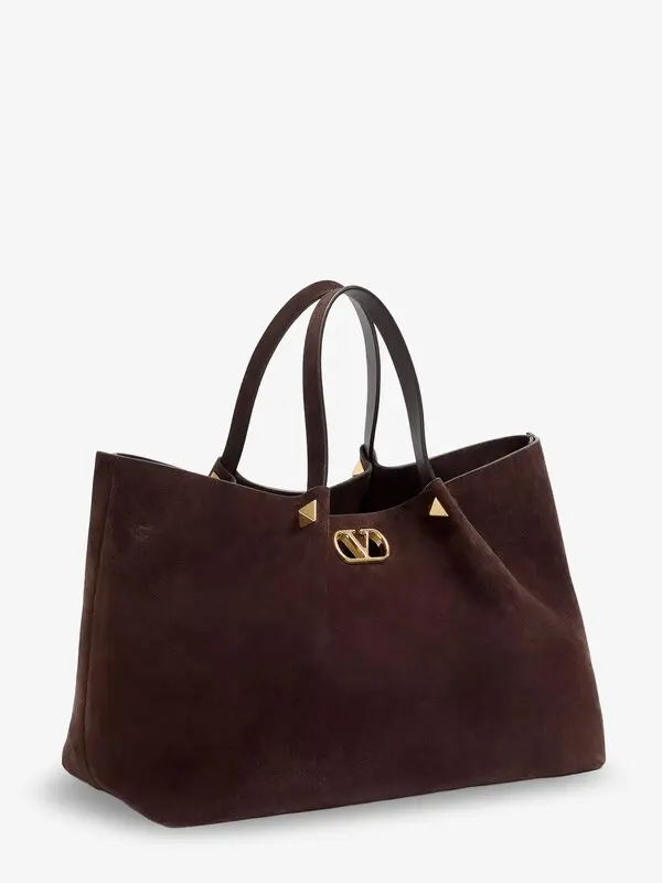 Valentino Garavani Suede Shoulder Bag With Metal Logo