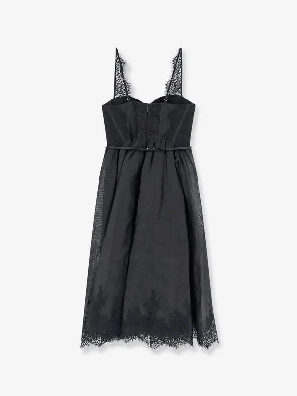 Zimmermann Valiant Midi Dress In Linen And Silk Blend