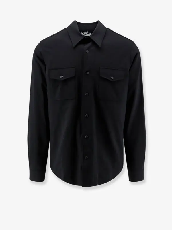 Aspesi Virgin Wool Blend Shirt/jacket With Thermal Insulation - Black